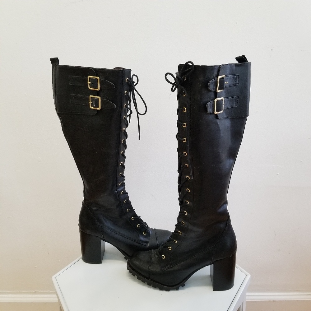 New Report Signature Astrid Knee Hi Lace Up Military … - Gem